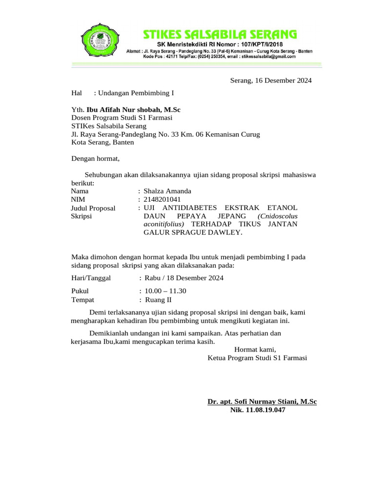 Undangan Sidang Proposal Skripsi | PDF