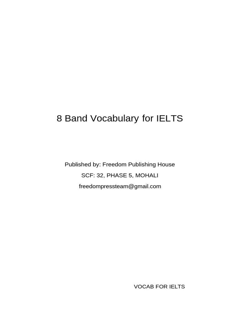 8 Band Vocabulary For Ielts - Freedom Publishing House | PDF