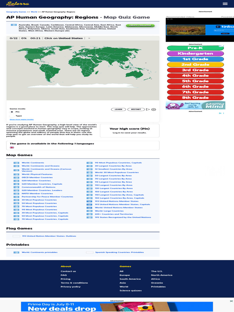 AP Human Geography Regions - Map Quiz Game - Seterra | PDF | Continent ...