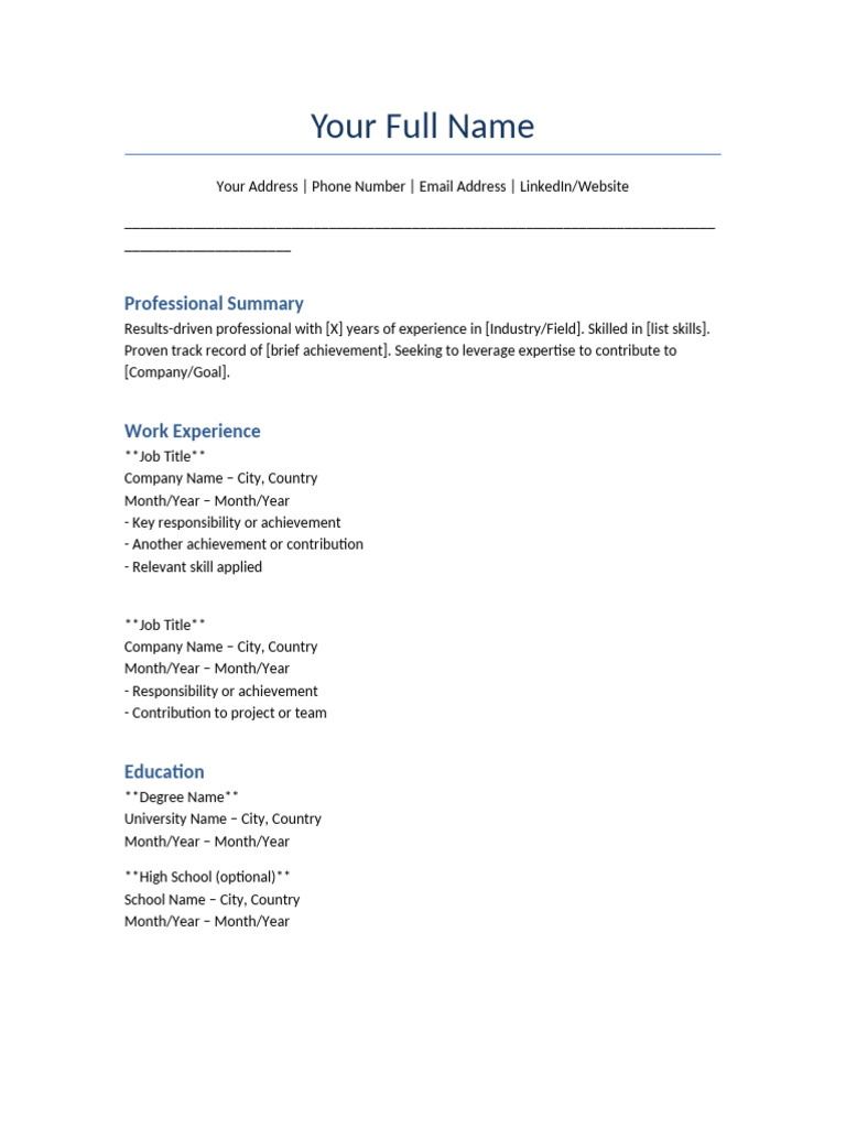 Professional CV Template | PDF