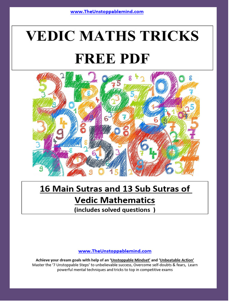 Vedic Maths Tricks Free PDF Book | PDF | Mathematics | Elementary ...