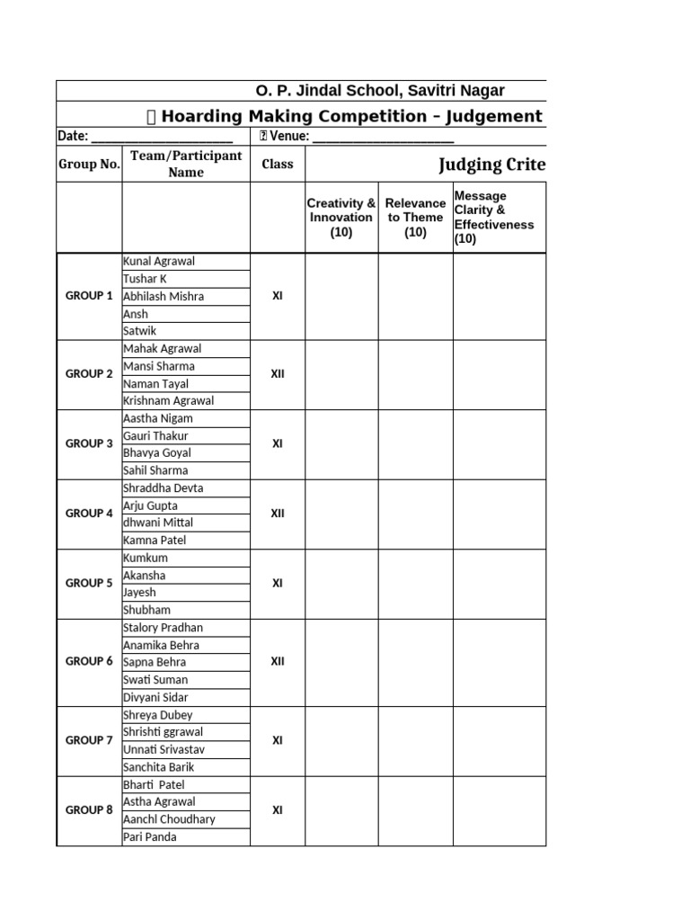 Hoarding Judgement Sheet | PDF