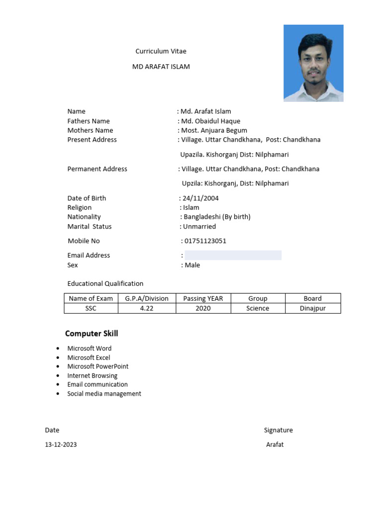 Arafat CV by PDF | PDF