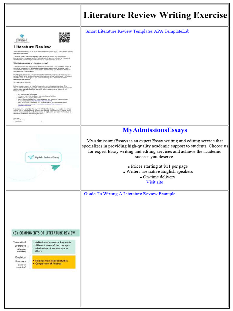 Literature Review Writing Exercise | PDF | Sampling (Statistics) | Essays