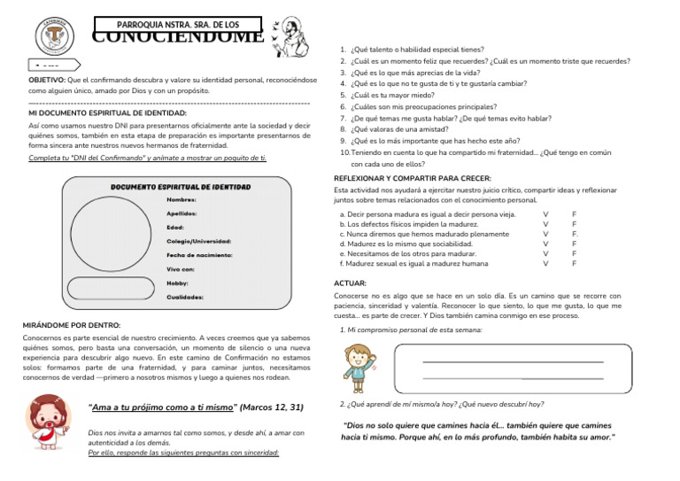 Ficha Conociendome Pdf Amor