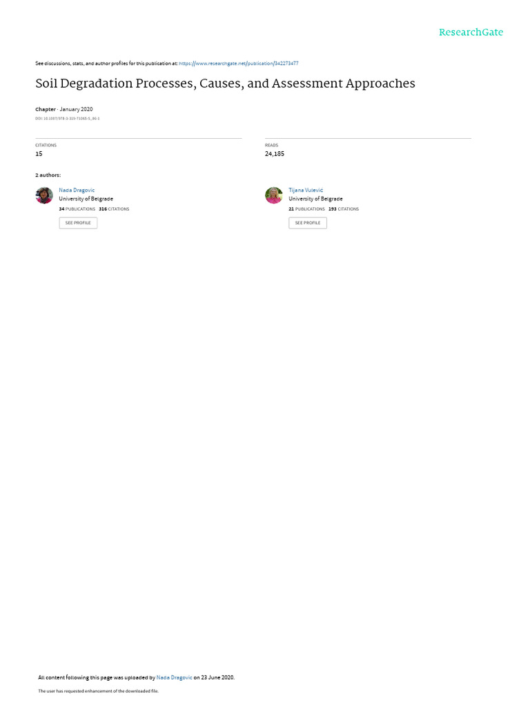 Dragovi-Vulevi2020 ReferenceWorkEntry SoilDegradationProcessesCauses | PDF | Soil ...