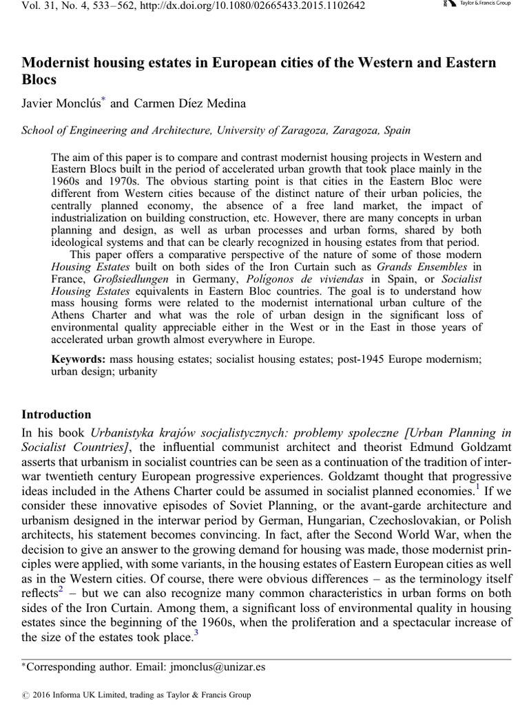 Comparing Modernist Housing Estates in Europe | PDF | Urban Design ...