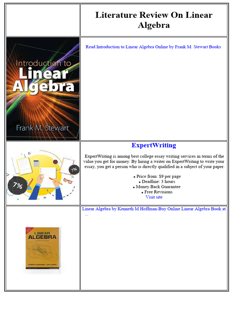 Literature Review On Linear Algebra | PDF | Iron | Cast Iron