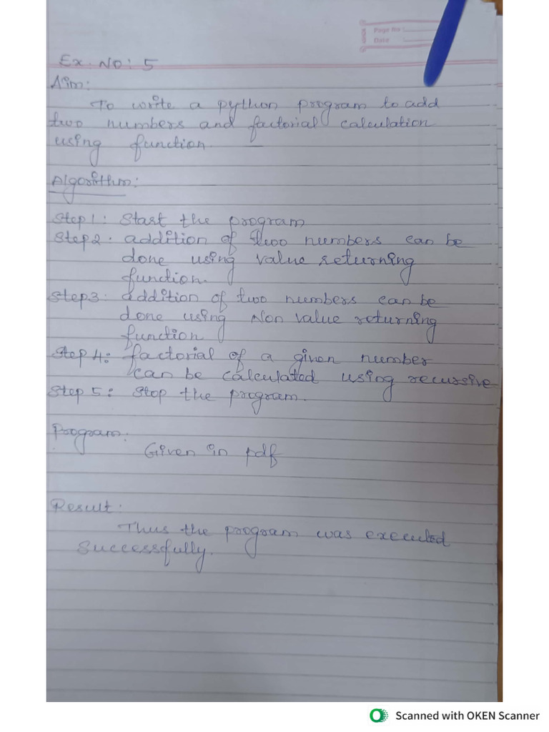 Python Ex No 5 | PDF