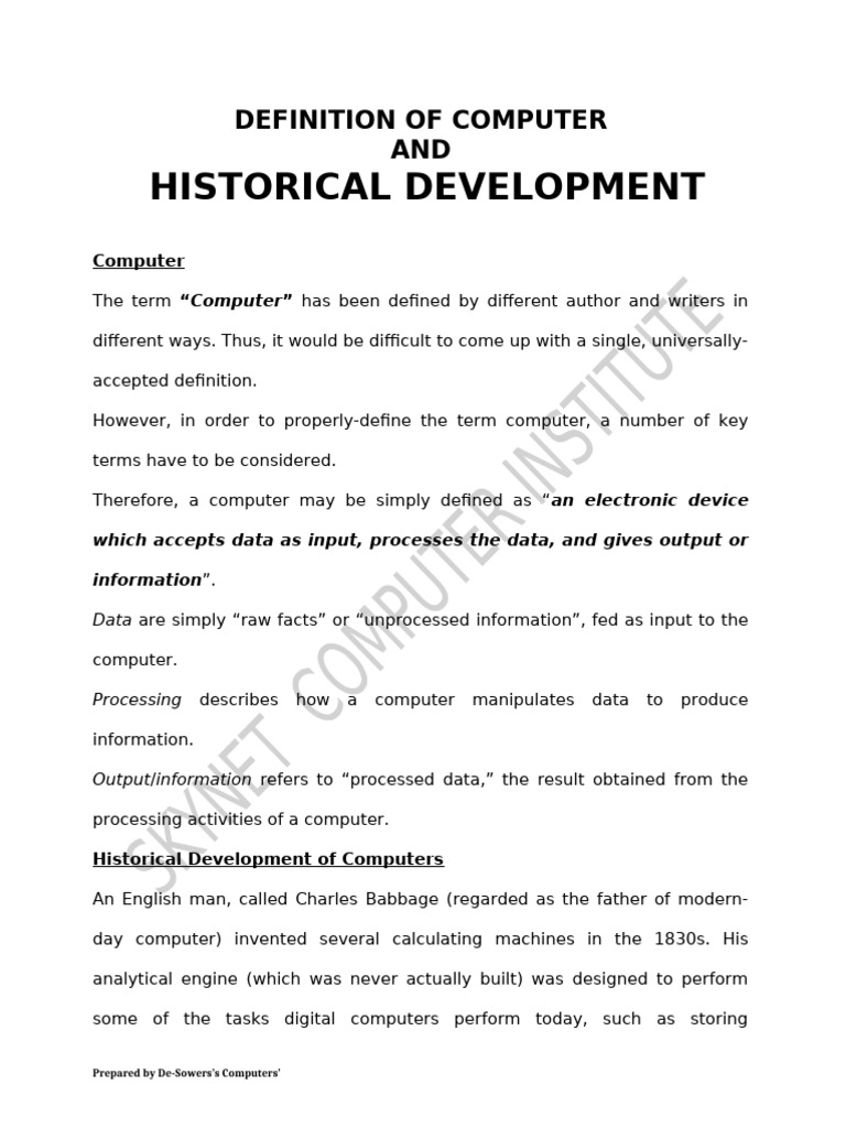 Computer Definition and History Overview | PDF | Personal Computers ...
