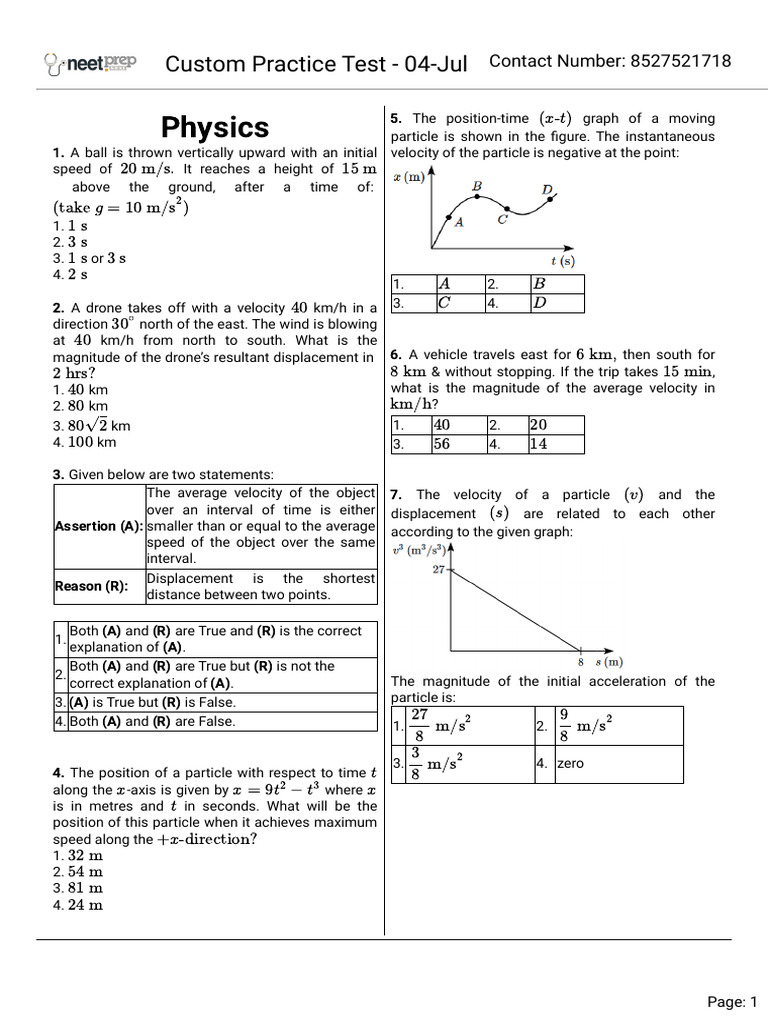 Physics Practice Test Questions | PDF | Acceleration | Velocity