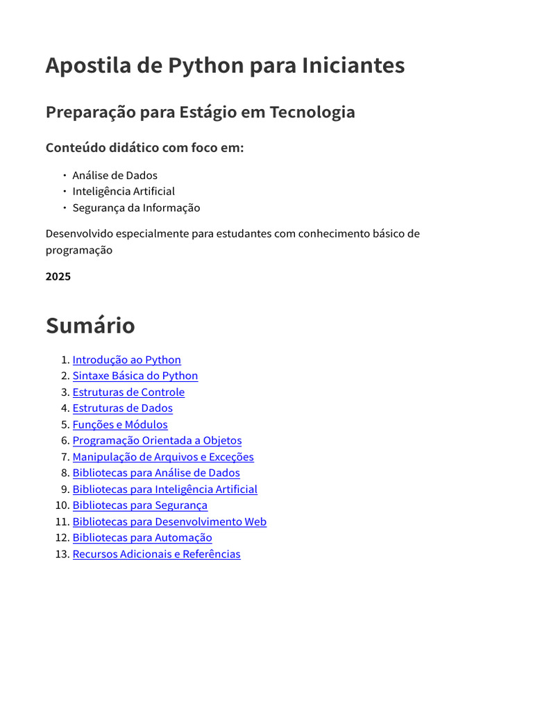 Apostila Python Completa | PDF | Python (linguagem de programação ...