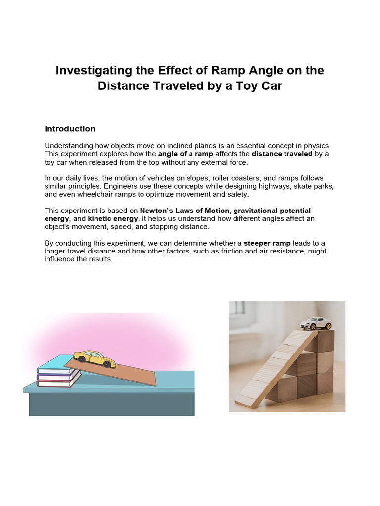 Ramp Angle Effects on Toy Car Distance | PDF | Potential Energy | Friction