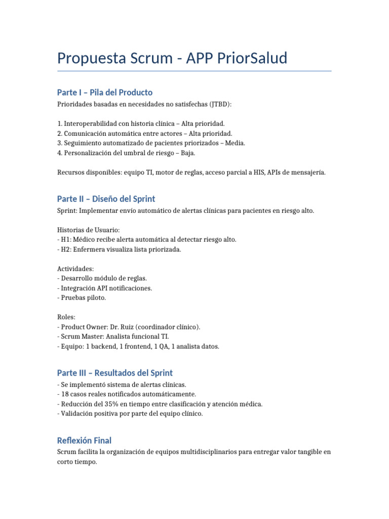 6 Propuesta Scrum Salud | PDF