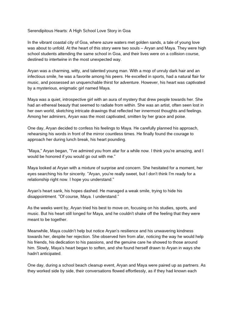 High School Love in Goa: Aryan & Maya | PDF