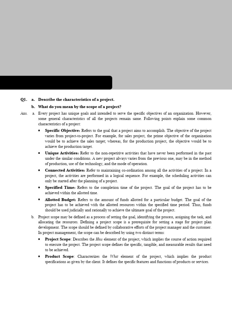 Project Characteristics and Scope Explained | PDF | Project Management ...