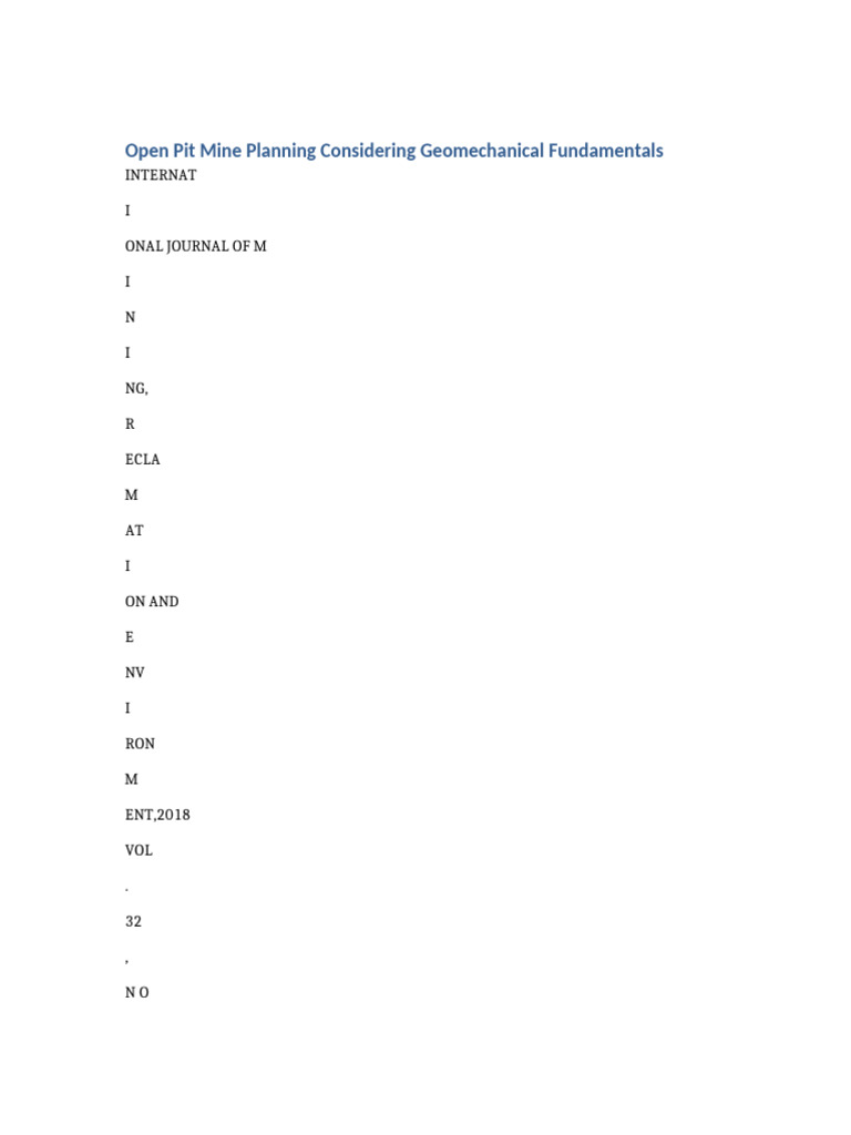 Open Pit Mine Planning En Pdf Natural Materials Mining