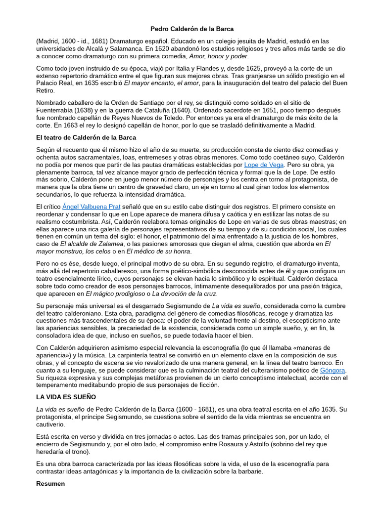 Pedro Calderón de La Barca | PDF