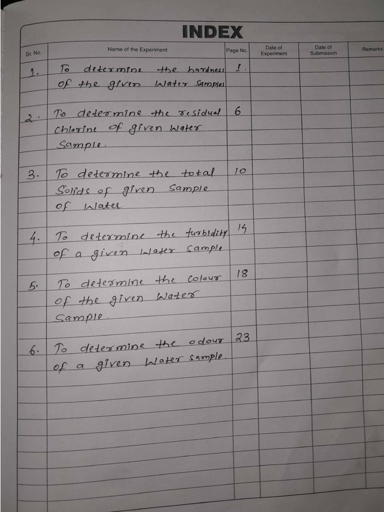 Environmental Engineering 1 Lab File Complete | PDF