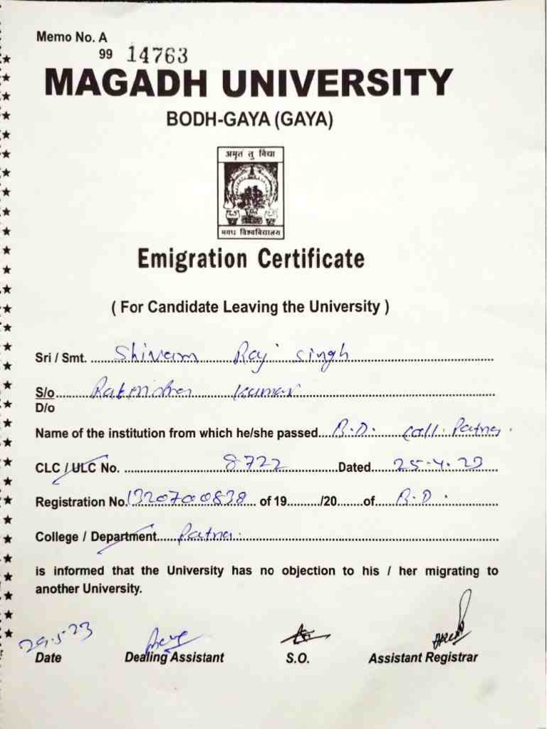Migration Certificate 11zon | PDF