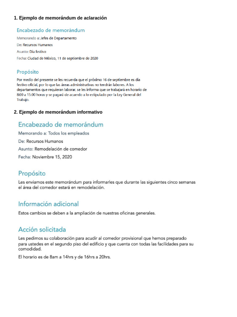 Ejemplos de Memorandos | PDF