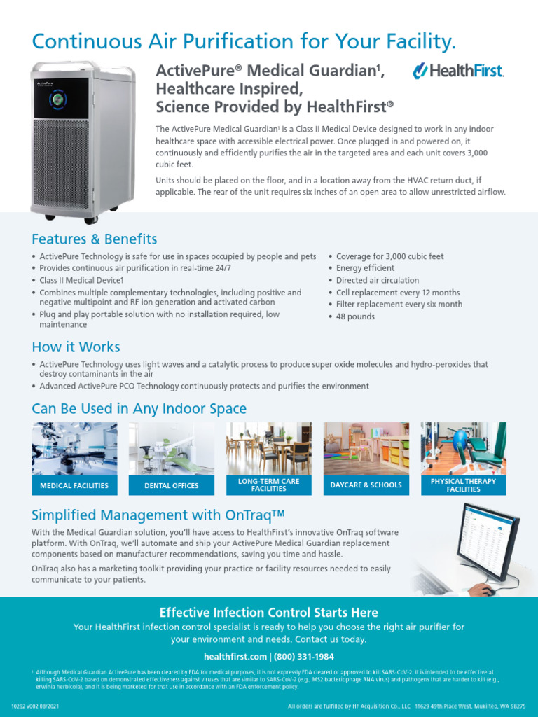 ActivePure Medical Guardian Spec Sheet 8.2021 | PDF | Water ...