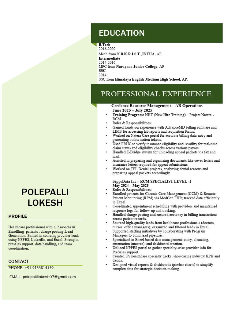 Lokesh Updtd Resume 2025 | PDF | Microsoft Excel | Health Care
