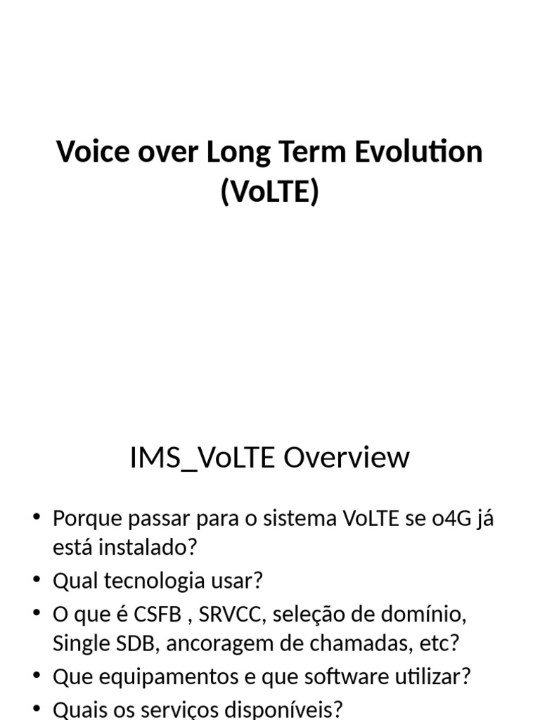 VoLTE: Vantagens e Arquitetura de Rede | PDF | 3G | Rede de computadores