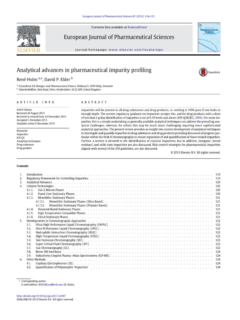 Analytical Advances in Pharmaceutical Impurity Profiling | PDF