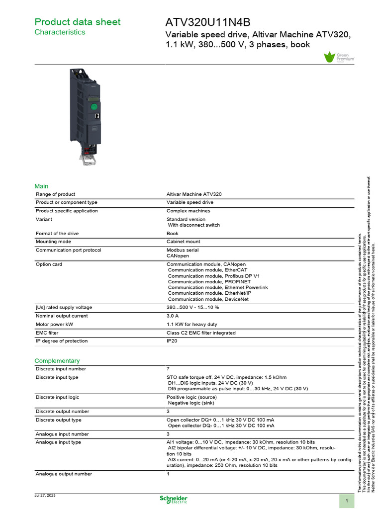 ATV320 Variable Speed Drive Overview | PDF | Relay | Electrical Impedance