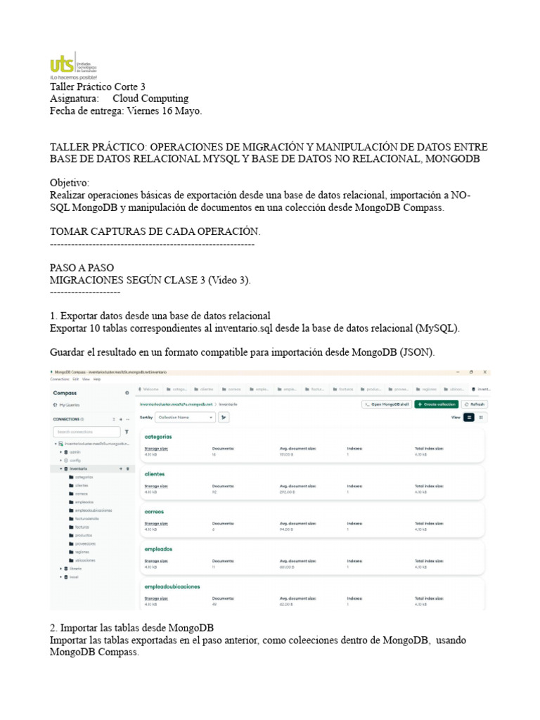 Taller Cloud MongoDB - Corte 3. Juan Sebastian Lozano Siza | PDF ...