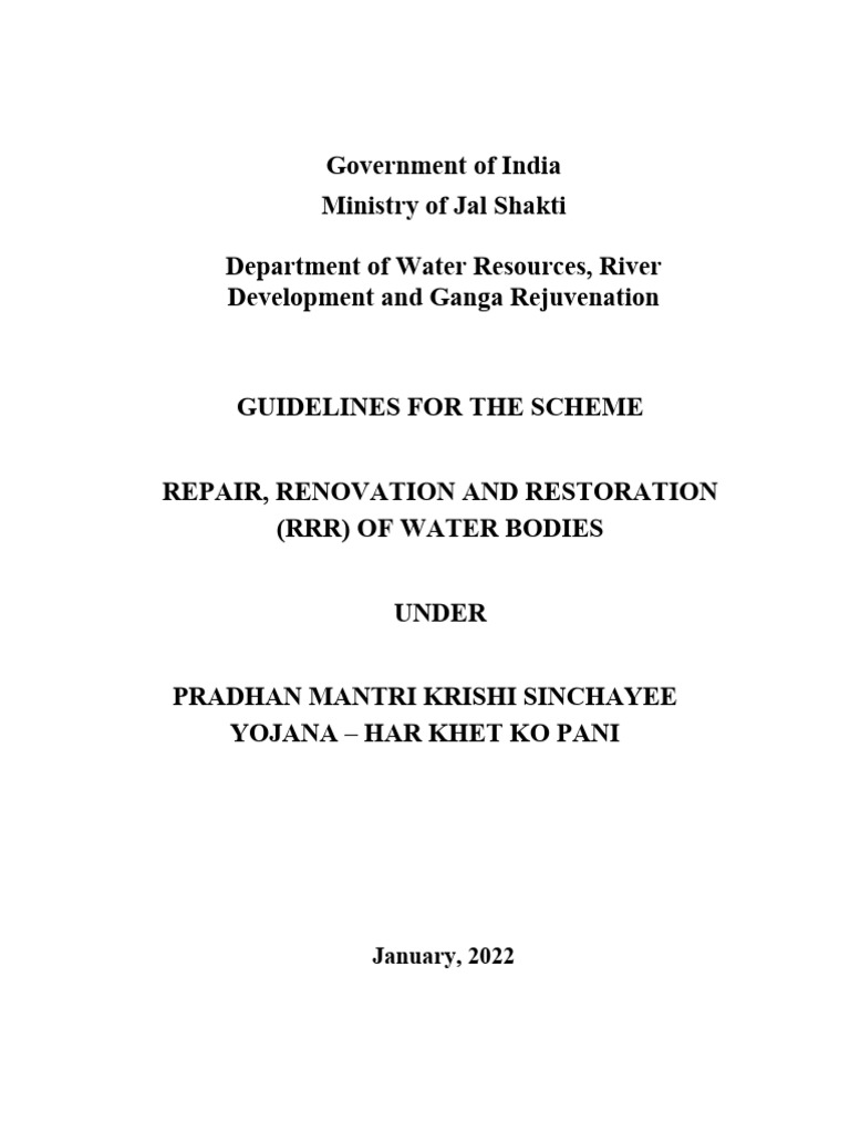 RRR PMKSY Guidelines 2022 | PDF | Water | Groundwater