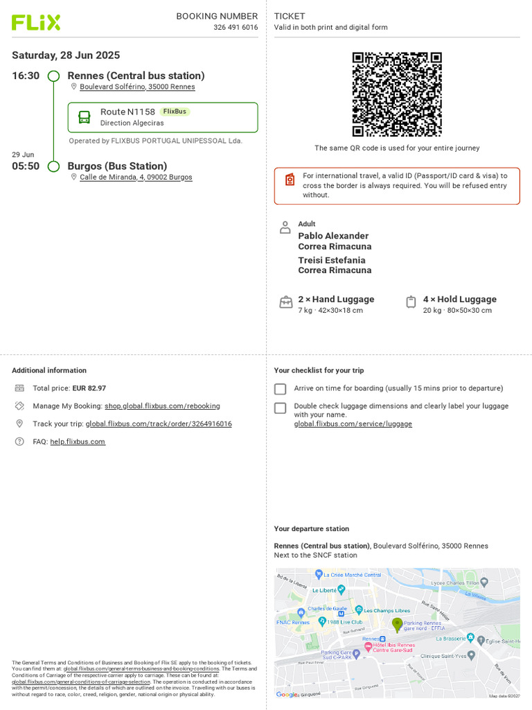 FlixBus Ticket from Rennes to Burgos | PDF | Government And Personhood