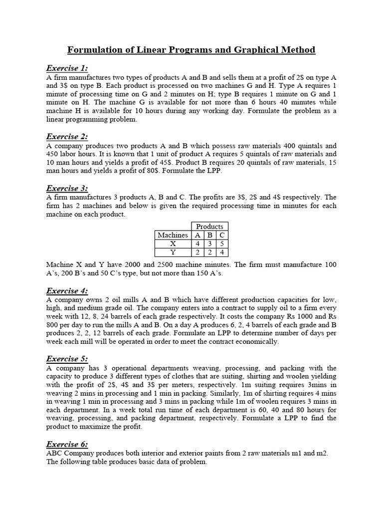 Chap 1 Formulation & Graphical Method Exos 2024 | PDF | Economies