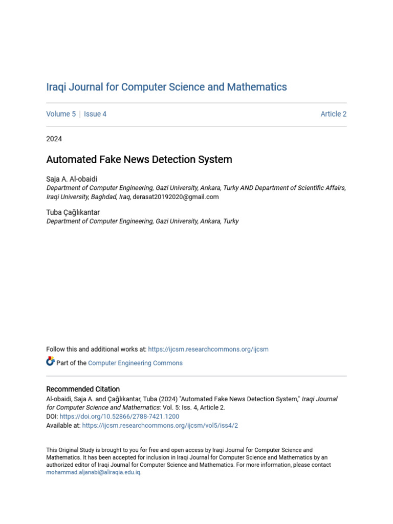 Automated Fake News Detection System | PDF | Support Vector Machine ...