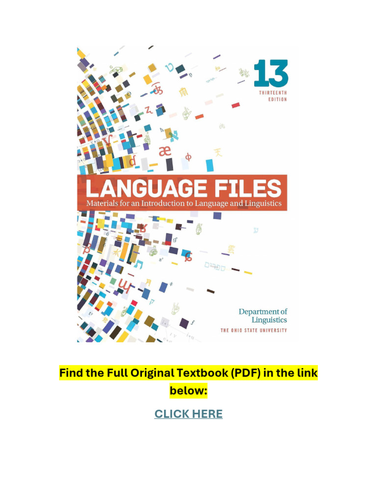 Language Files 13th Edition Overview Pdf Morphology Linguistics
