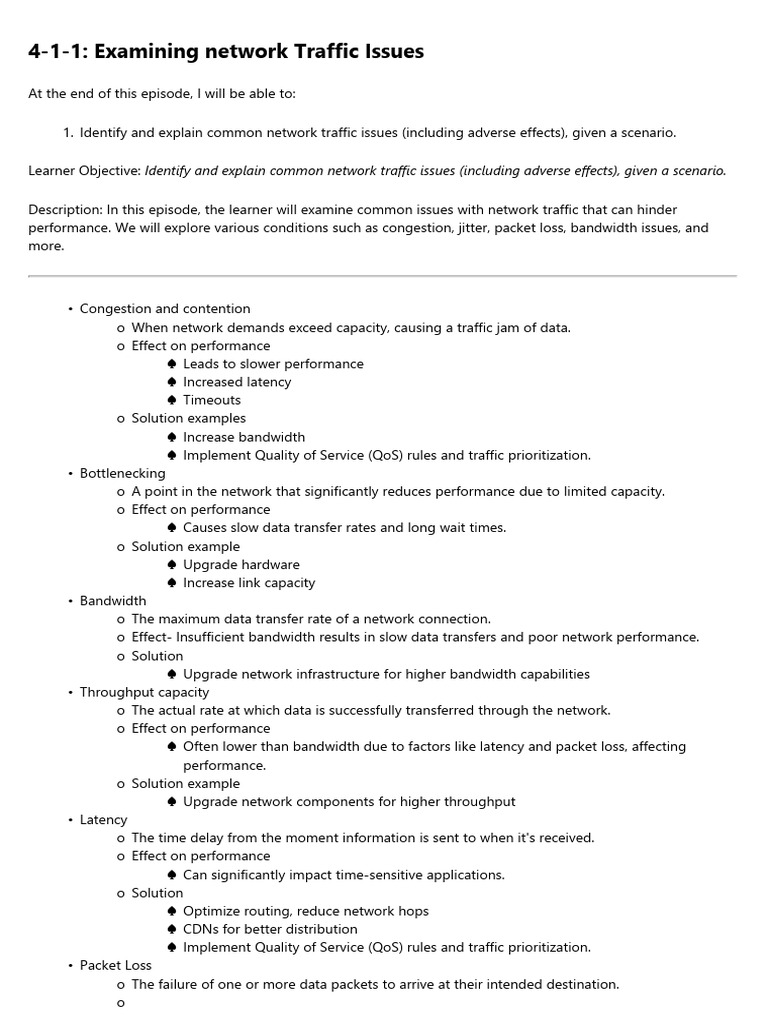 Network Traffic Issues and Solutions | PDF | Quality Of Service ...