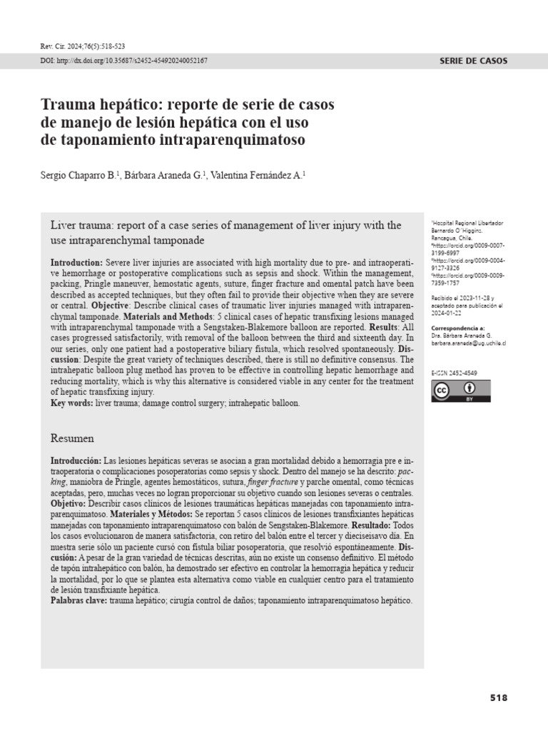 Trauma Hepatico Serie de Casos | PDF | Abdomen | Hígado