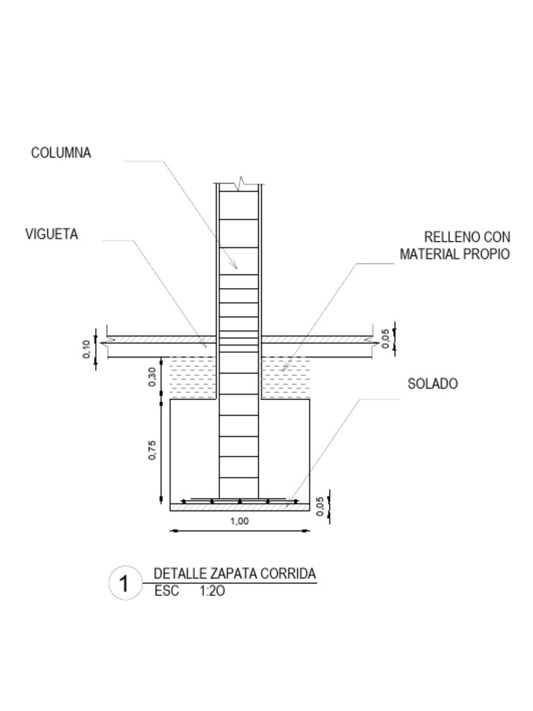 Detalle Zapata Corrida-Modelo | PDF