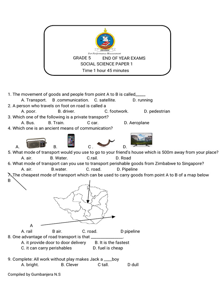 Grade 5 Social Science End of Year Paper 1 2022 | PDF
