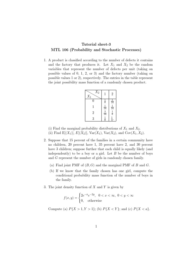 Tutorial Sheet 3 1603602374049 | PDF | Probability Density Function ...