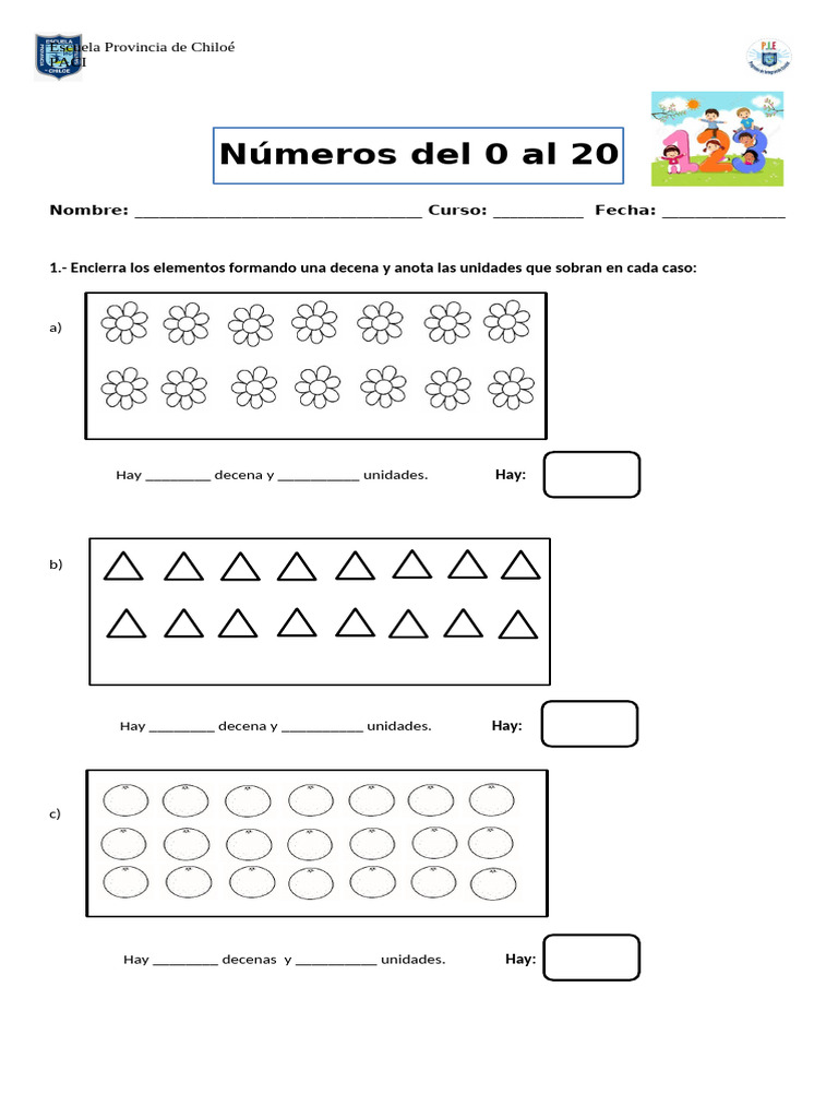 Actividades Matemáticas: Números 0-20 | PDF