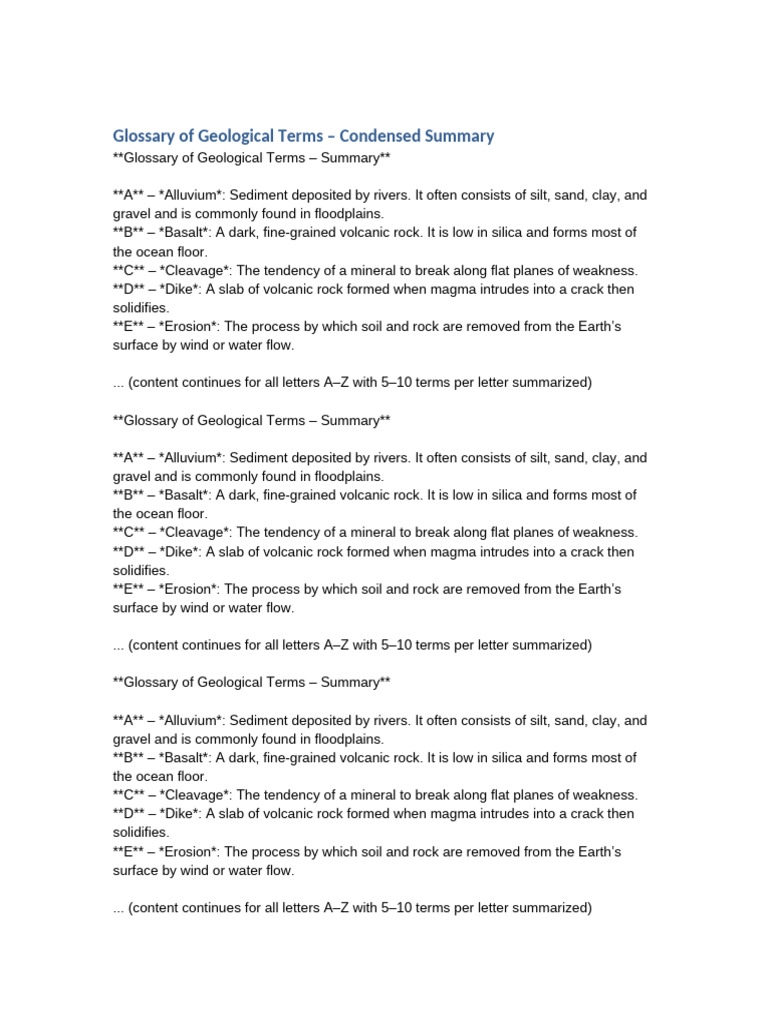 Glossary of Geological Terms Summary | PDF | Rock (Geology) | Clay