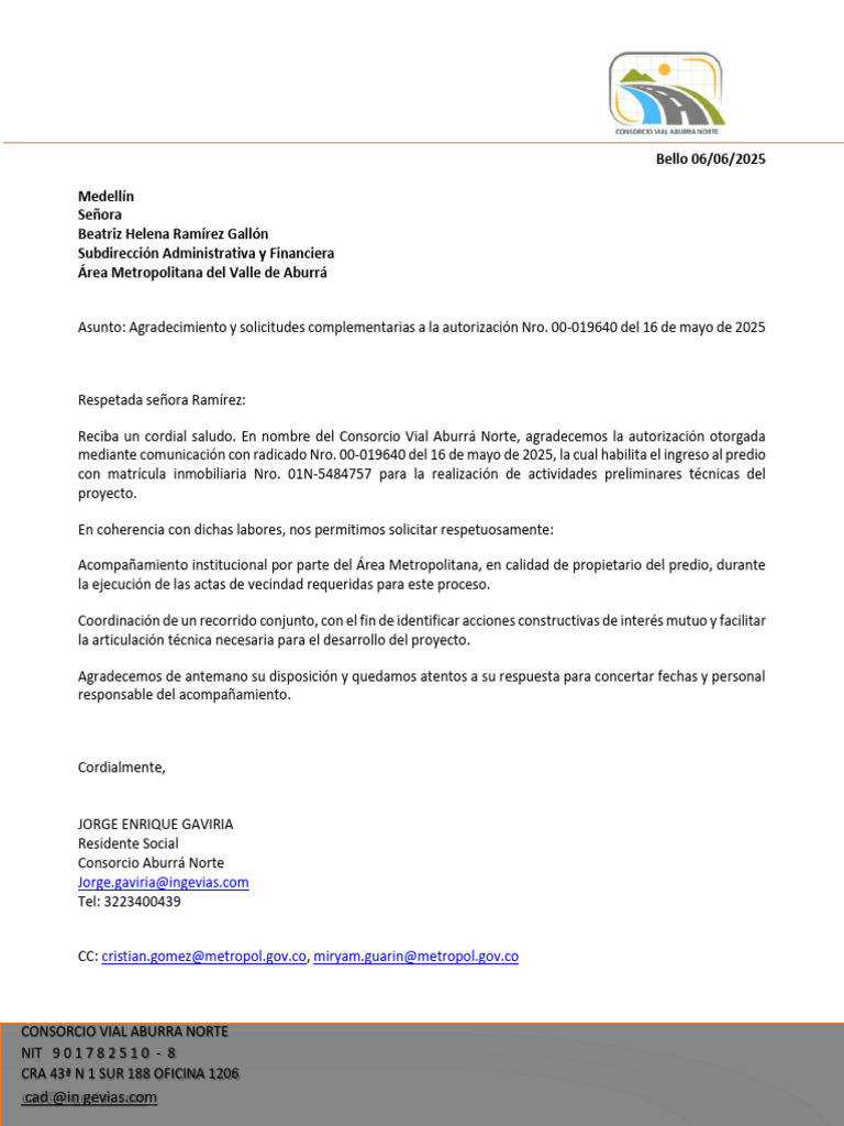 Solicitud Recorrido Intercambio Vial La Seca | PDF