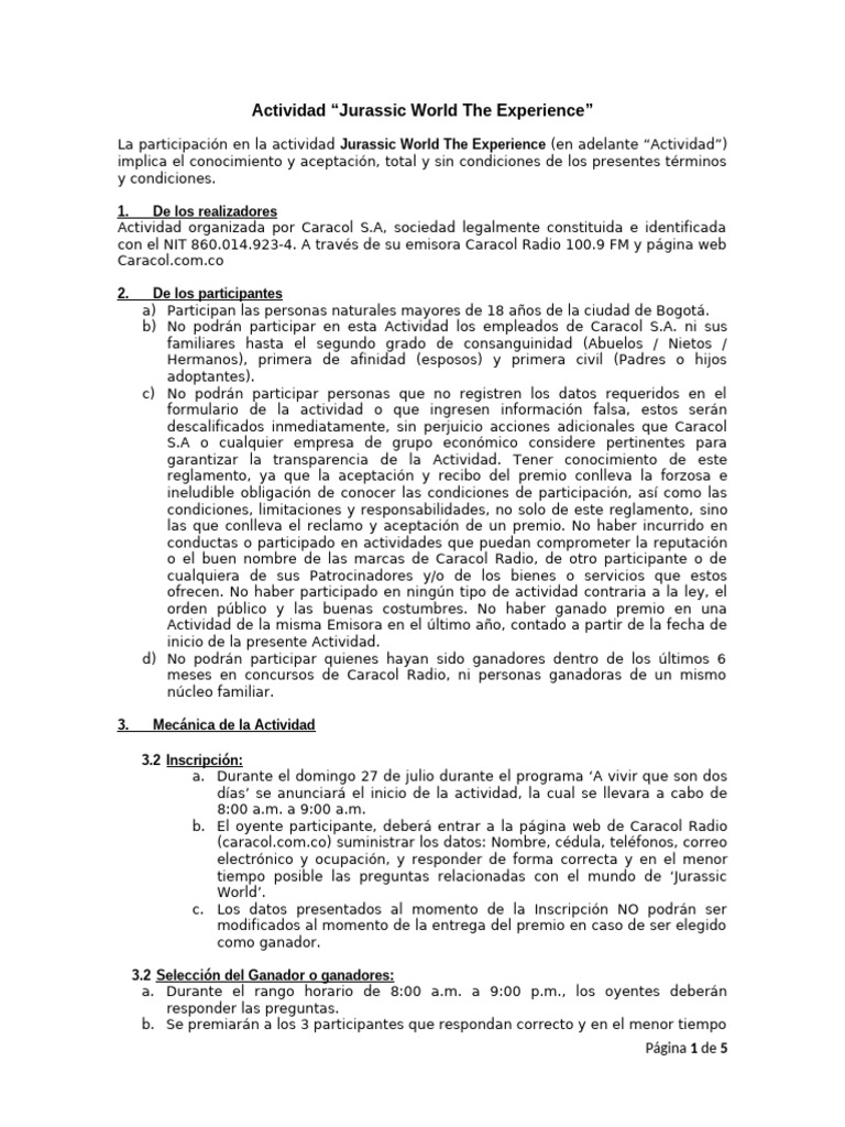 Ok-TyC-Jurassic World The Experience' | PDF | Publicidad | Política de privacidad