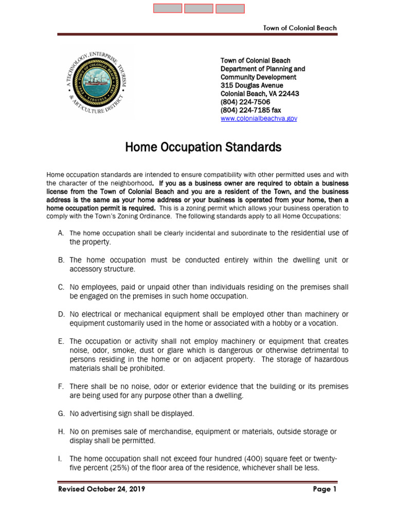 Home Occupation Permit (Fillable) | PDF