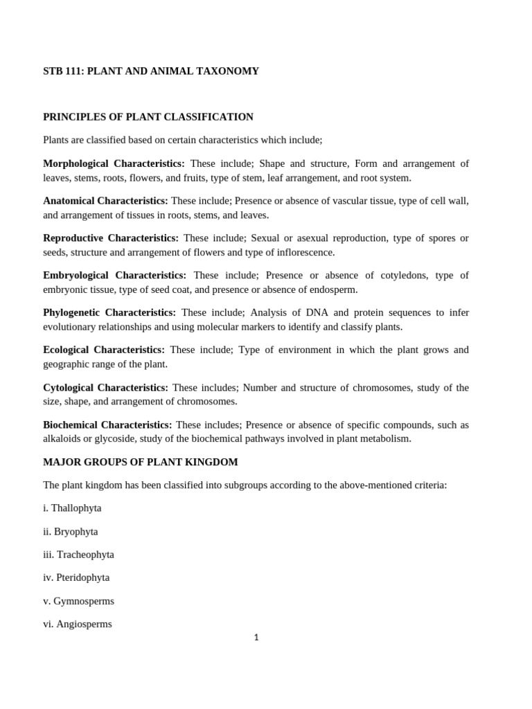 Plant Taxonomy 1 - 070401 | PDF | Genus | Taxonomy (Biology)