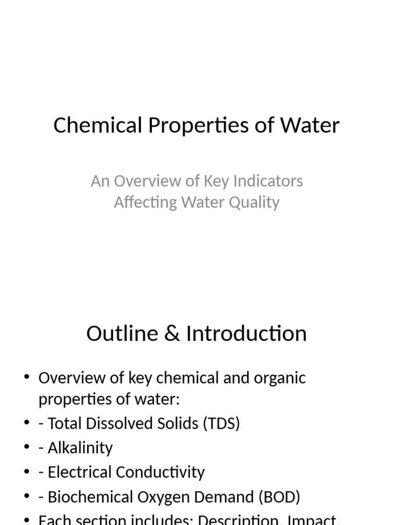 Chemical Properties of Water Presentation | PDF | Alkalinity | Water