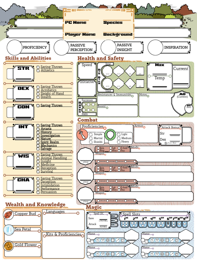 Obojima Character Sheet Template | PDF