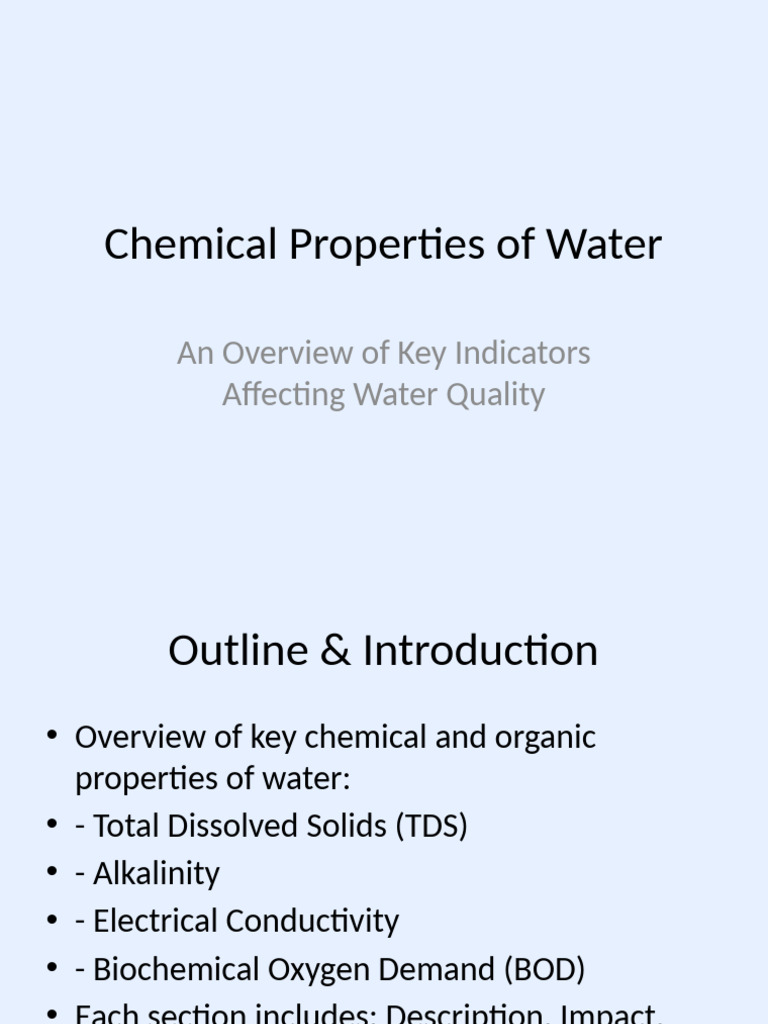 Chemical Properties of Water Presentation Styled | PDF | Alkalinity | Water